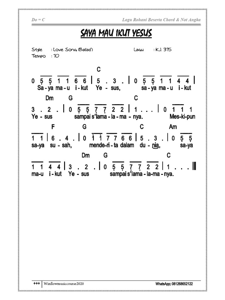 Chord dan Lirik "Saya Mau Ikut Yesus" | PDF