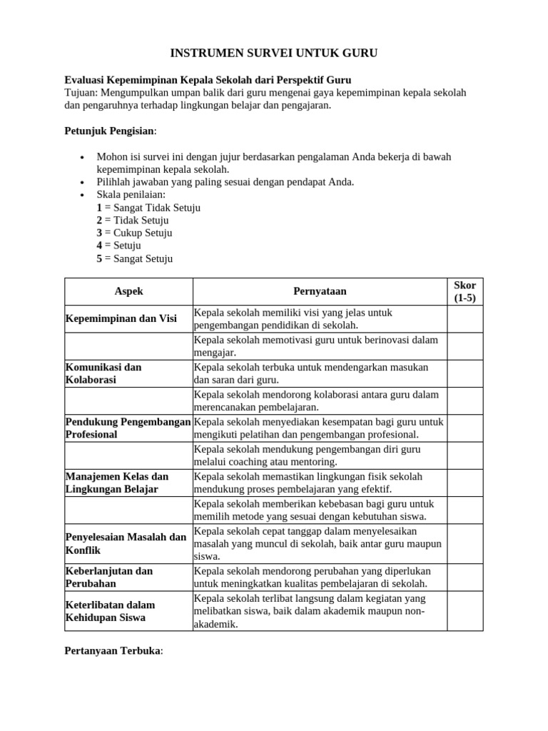 5 Instrumen Survei Untuk Guru | PDF