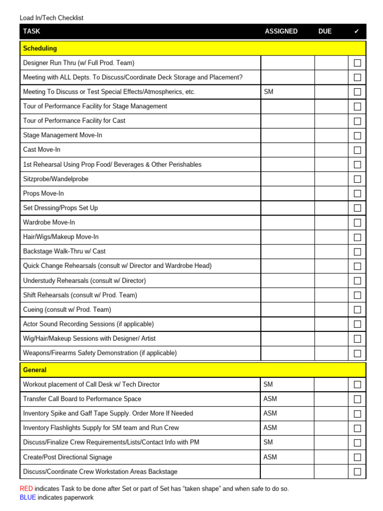 Load-In_Tech Checklist | PDF