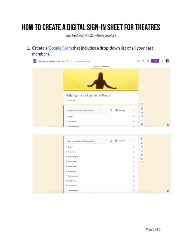 How to Create a Digital Sign-In Sheet for Theatres | PDF