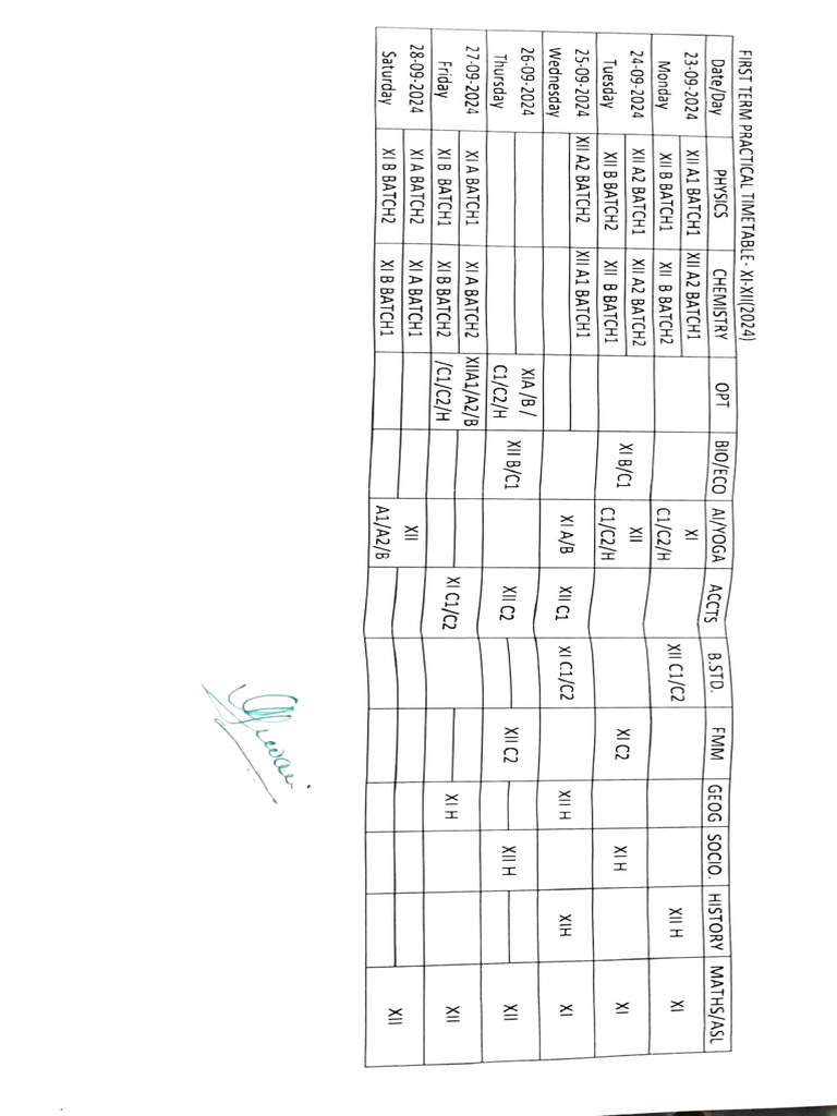 Practical Time Table -2024 | PDF