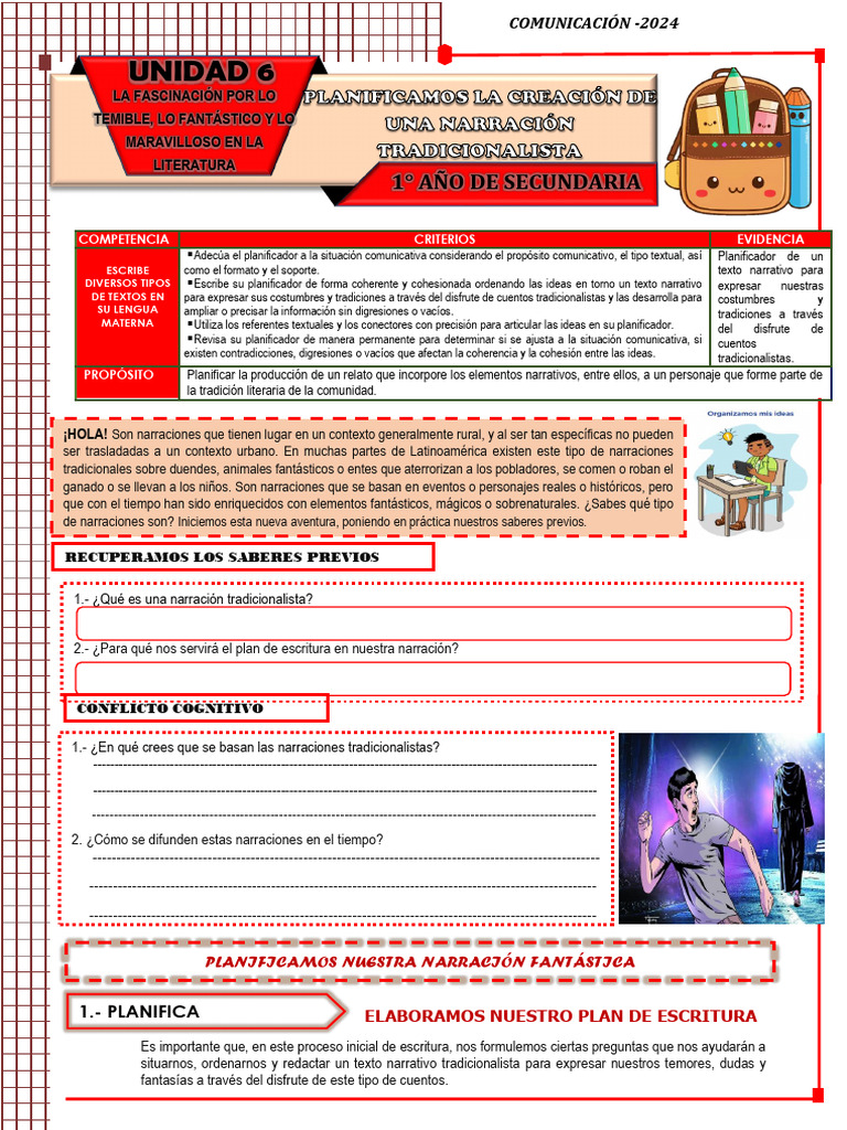 1º SEC. COMUN. FICHA DE ACTV 08-2024 (10) | PDF | Narración