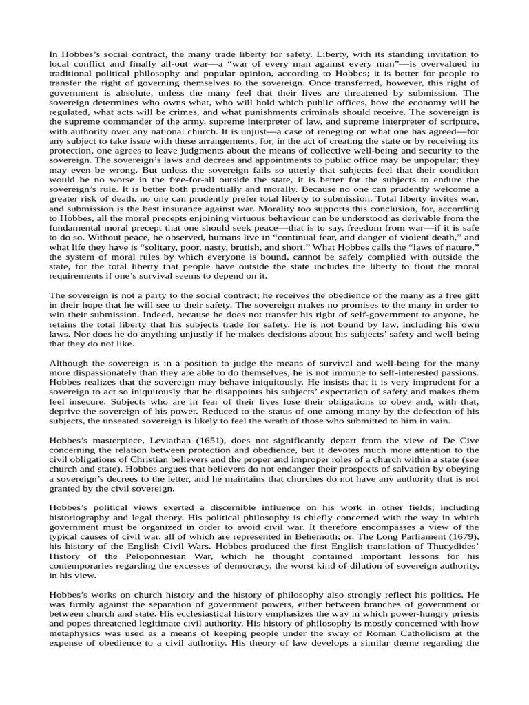 Thomas Hobbes 2 | PDF | Social Contract | Age Of Enlightenment