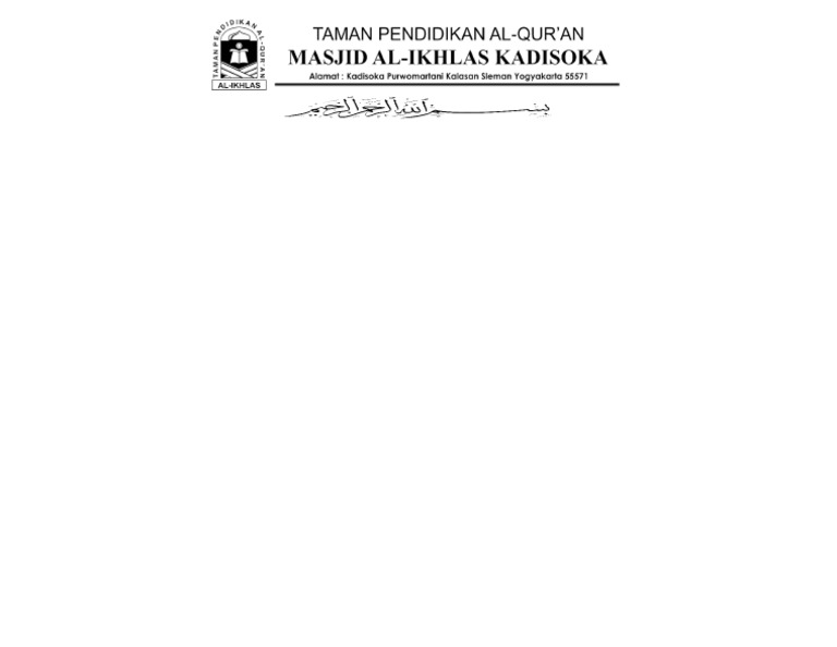 A4 Landscape KOP SURAT TPA MASJID AL IKHLASH | PDF