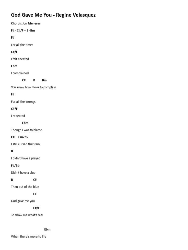 God Gave Me You - Regine Velasquez | PDF