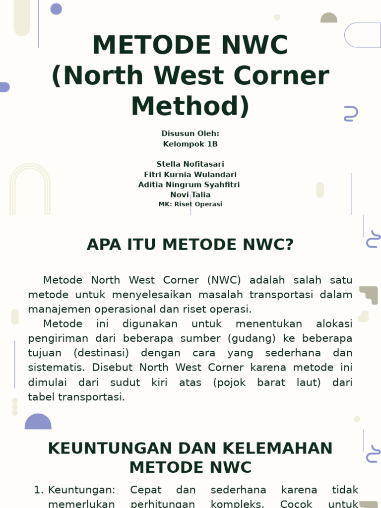 KELOMPOK 1B NWC (RISET OPERASI) | PDF