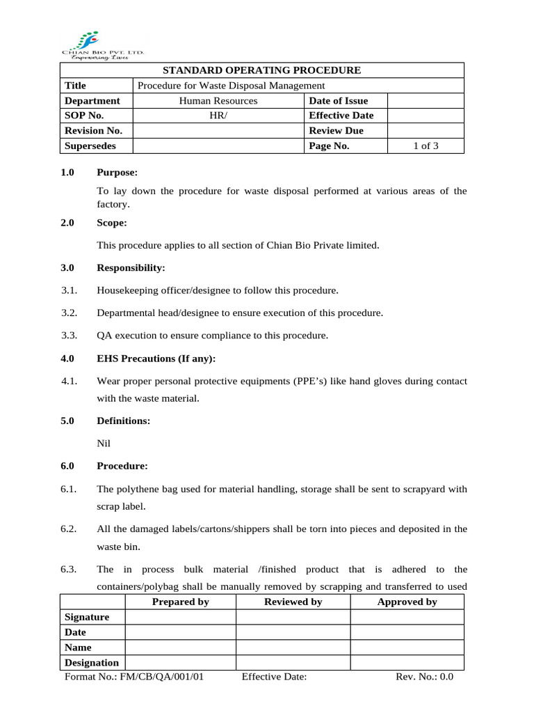 Procedure of Waste Disposal | PDF | Waste | Waste Management