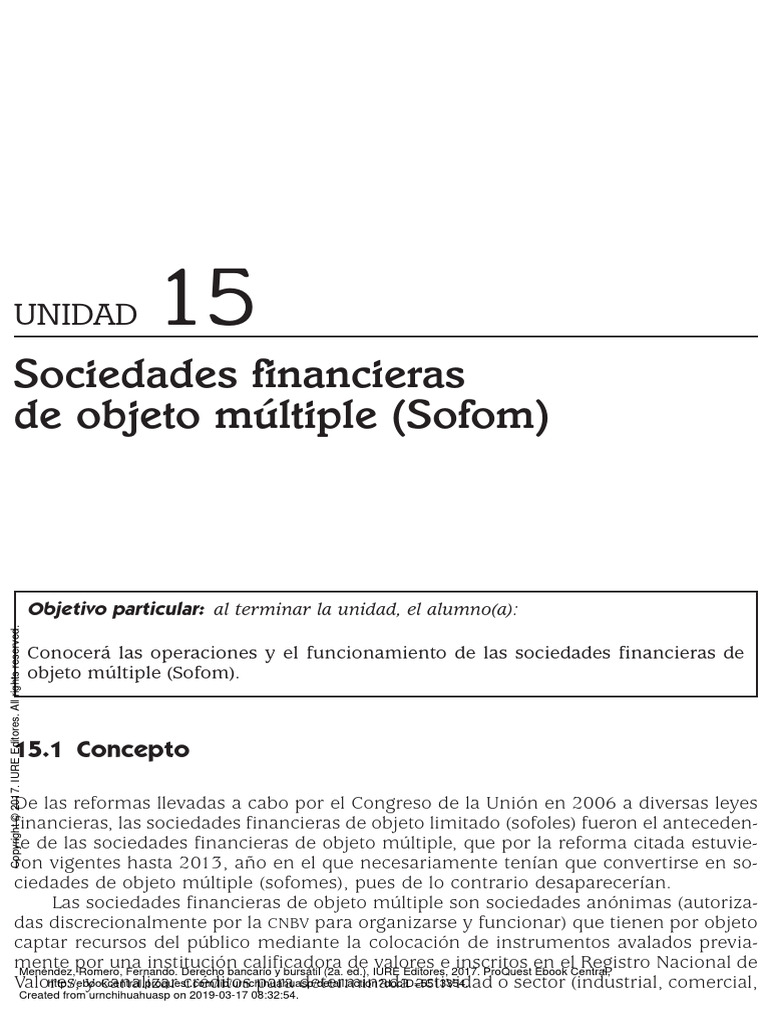Sociedades Financieras de Objeto Multiple (Sofom) . | PDF | Bancos ...