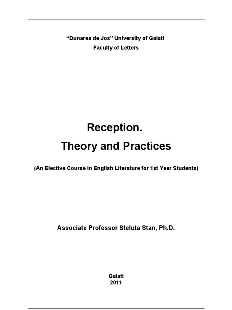 Reception. Theory and Practices | PDF | Literary Theory | Hermeneutics
