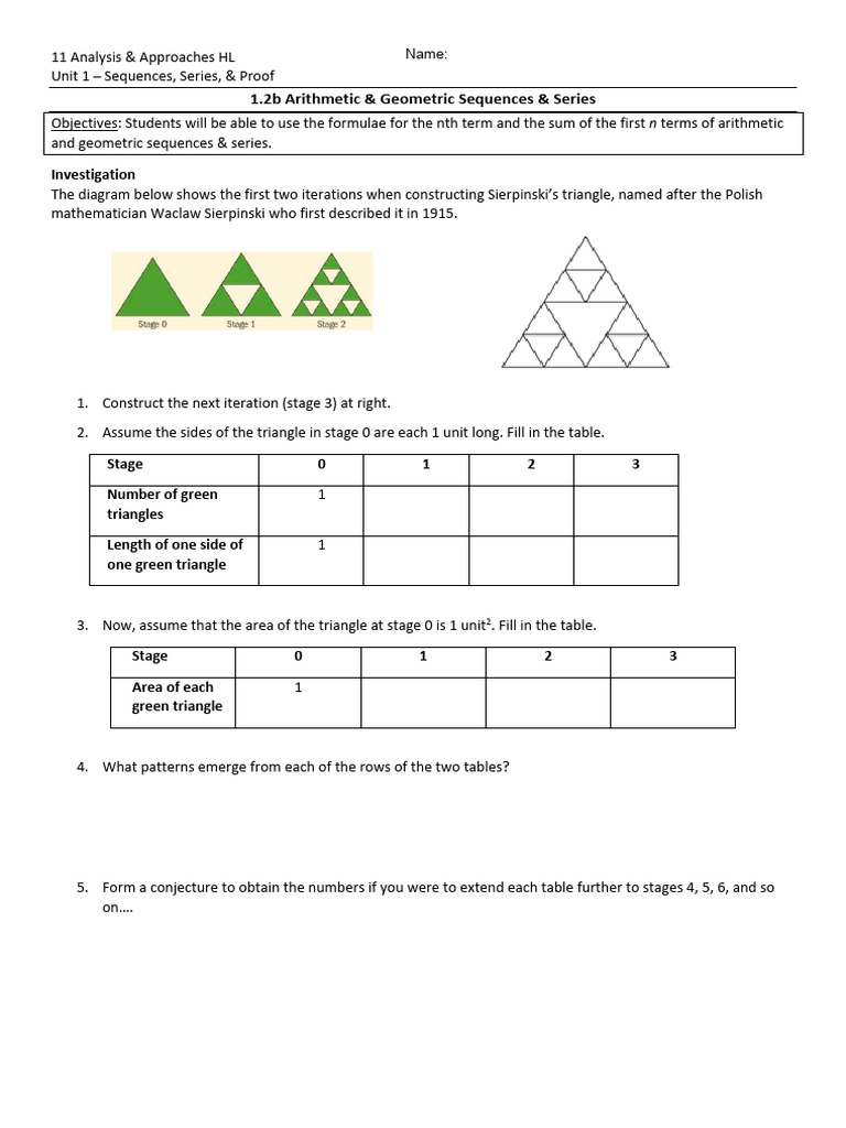 1.2b Arithmetic and Geometric Sequences and Series | PDF | Sequence ...