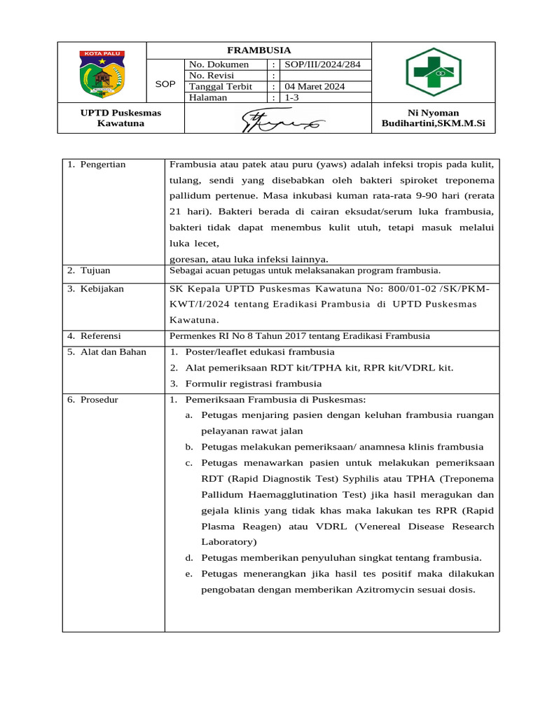 SOP Frambusia baru | PDF