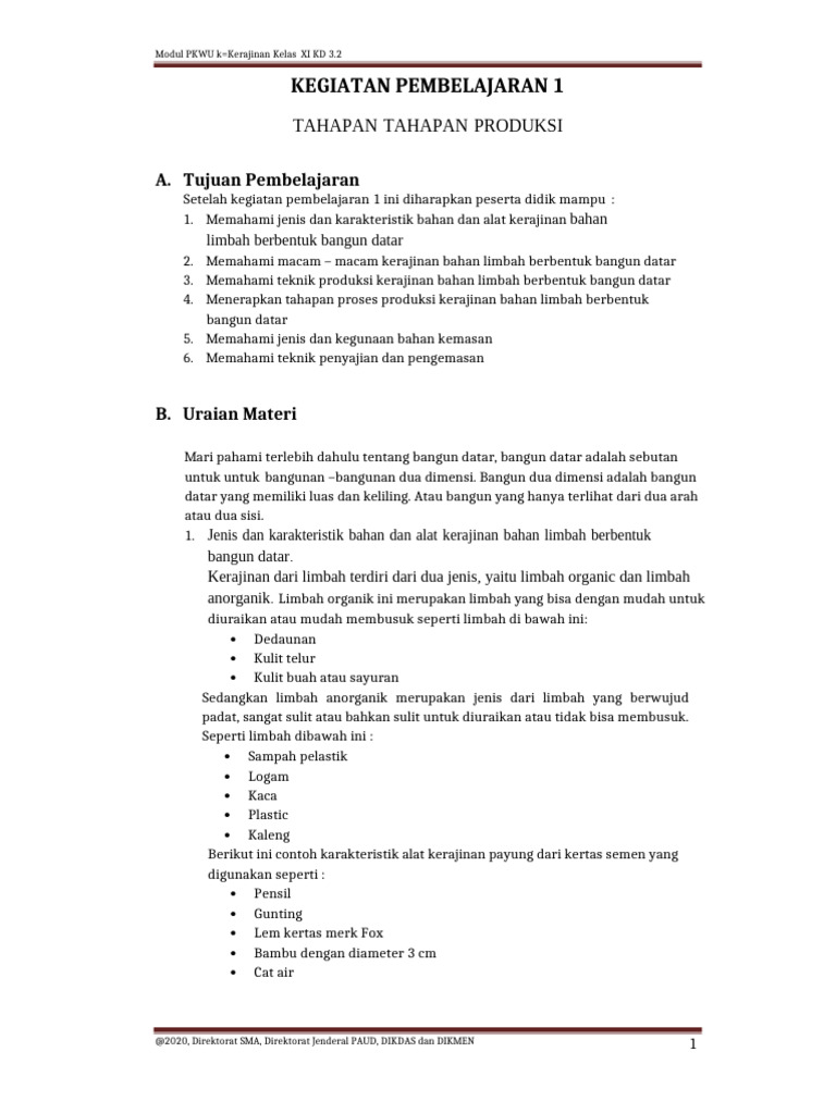 Tahap-Tahap Produksi-Pkwu Xi | PDF