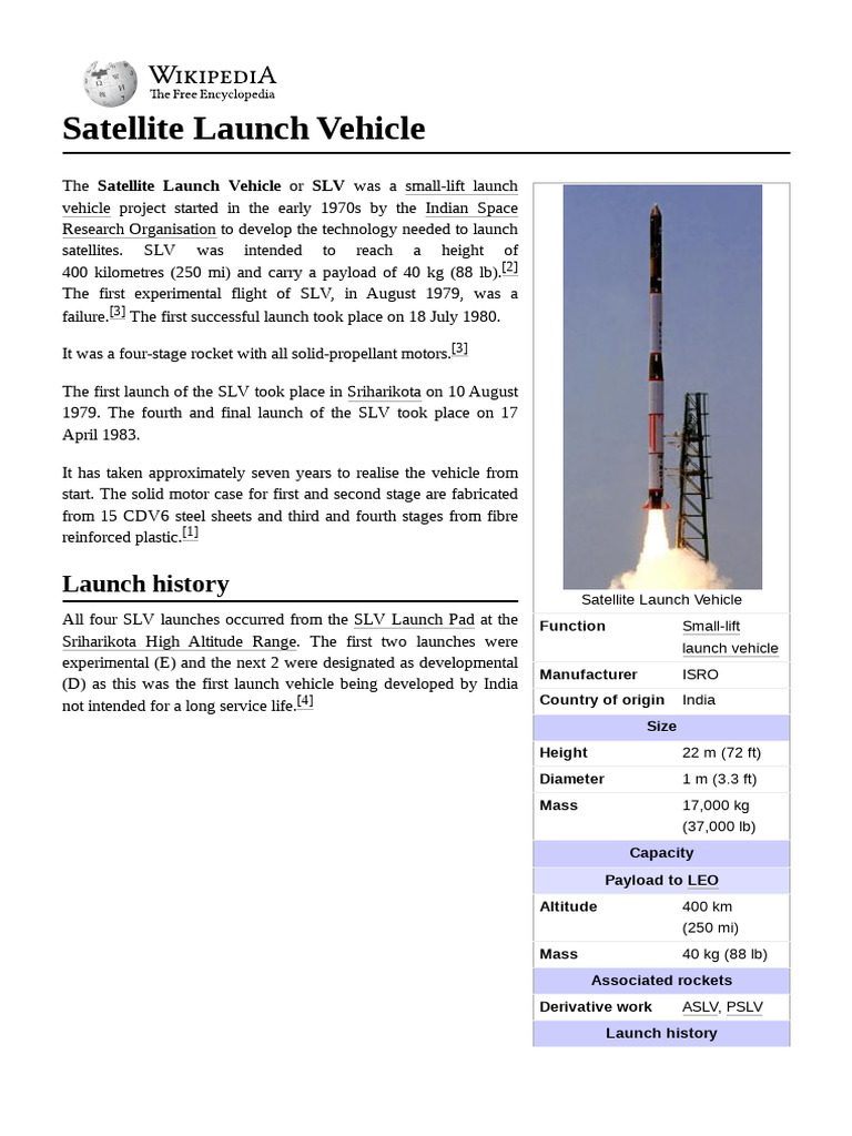 1 Satellite Launch Vehicle | PDF | Rocket Propellant | Spacecraft