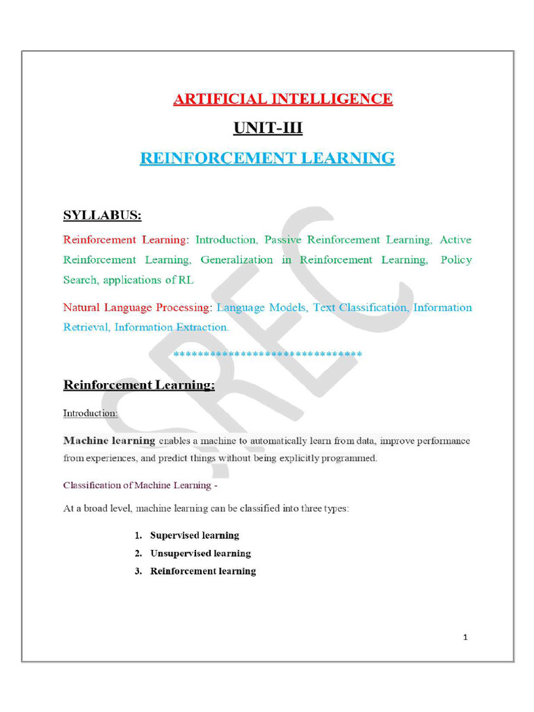 AI UNIT-III | PDF