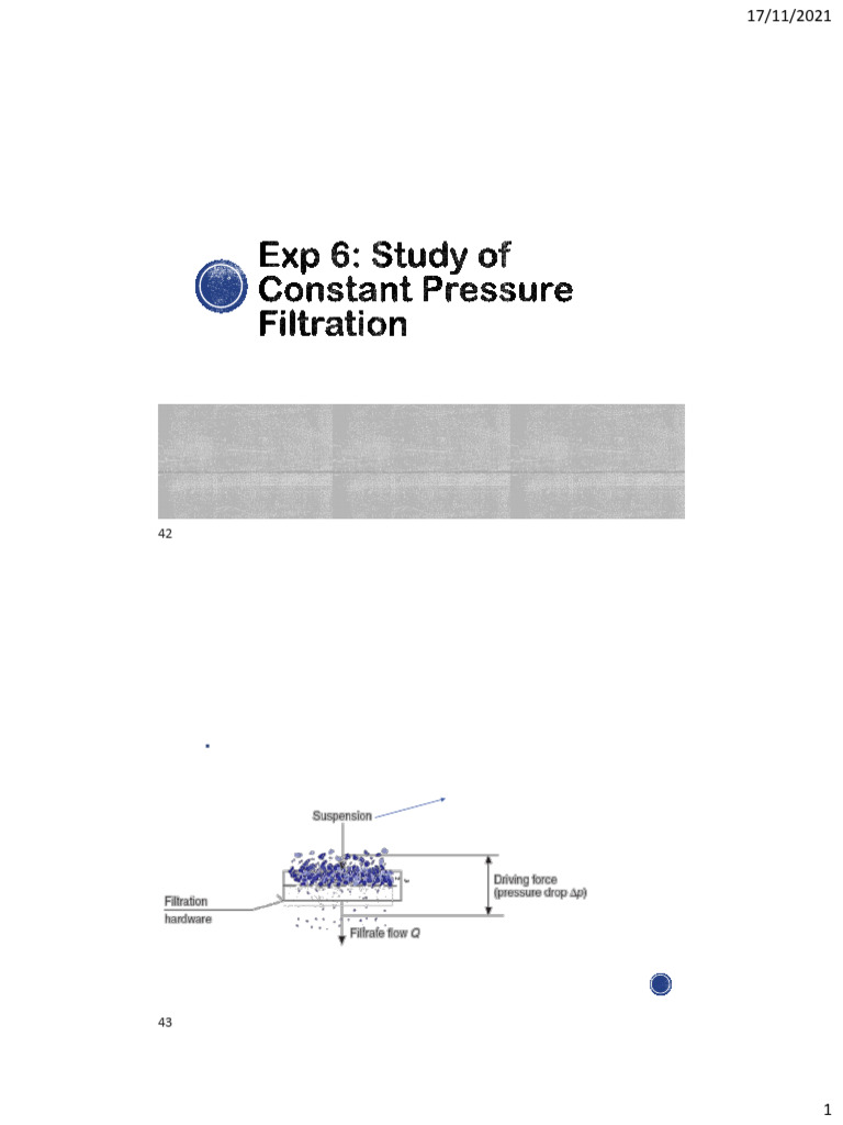ChE 304 LECTURE Exp 6 Constant Pressure Filtration Slides | PDF ...