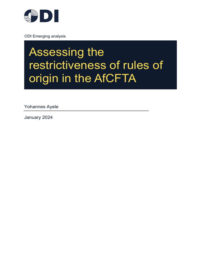 AfCFTA and Rules of Origin Restrictivness Index Final | PDF | Free ...
