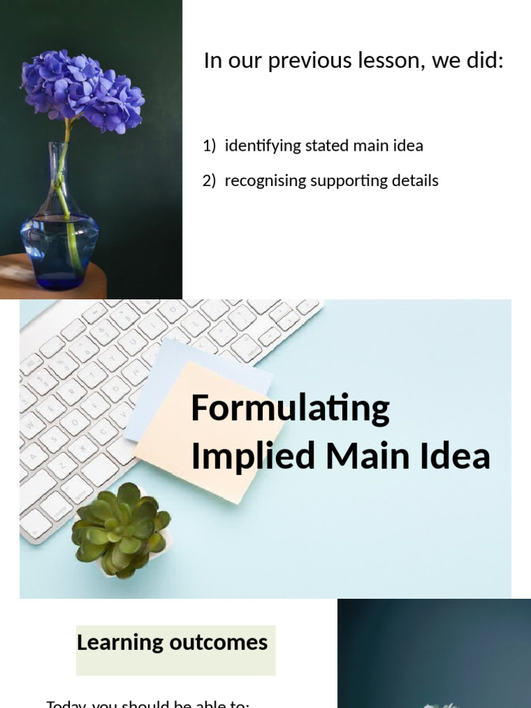 5 - ELC501 Implied Main Idea | PDF | Communication | Cognitive Science