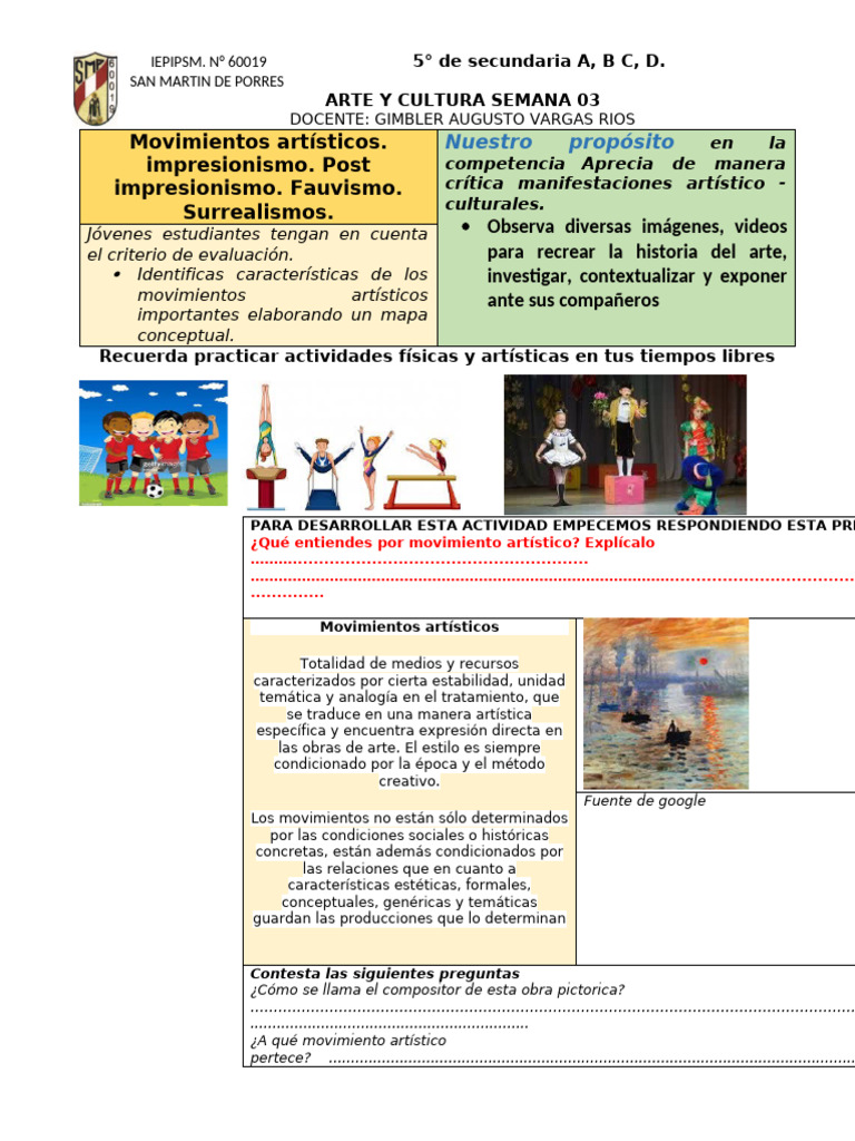 Clase #3 5° de Sec 2021 | PDF | Impresionismo | Surrealismo