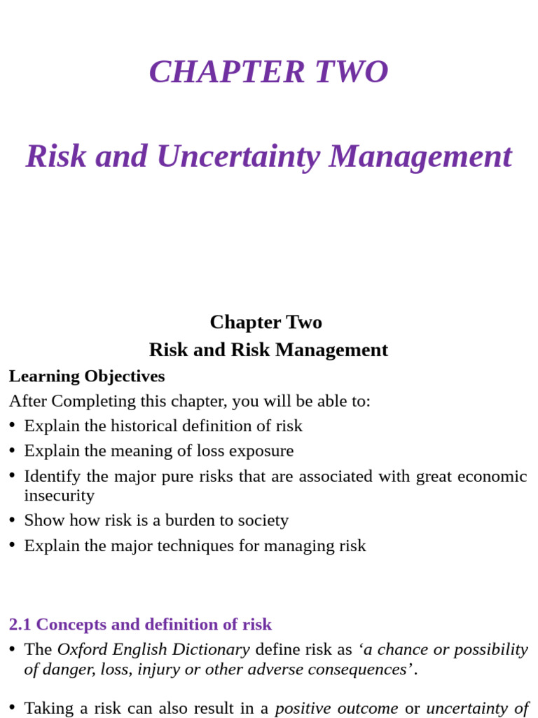 Risk and Uncertainty Management Overview | PDF | Risk | Insurance