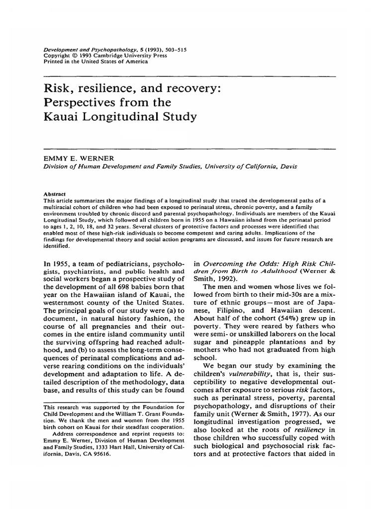 Werner 1993 | PDF | Juvenile Delinquency | Adolescence