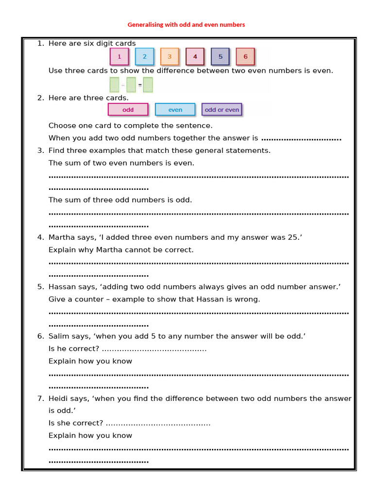 Odd and Even Numbers | PDF