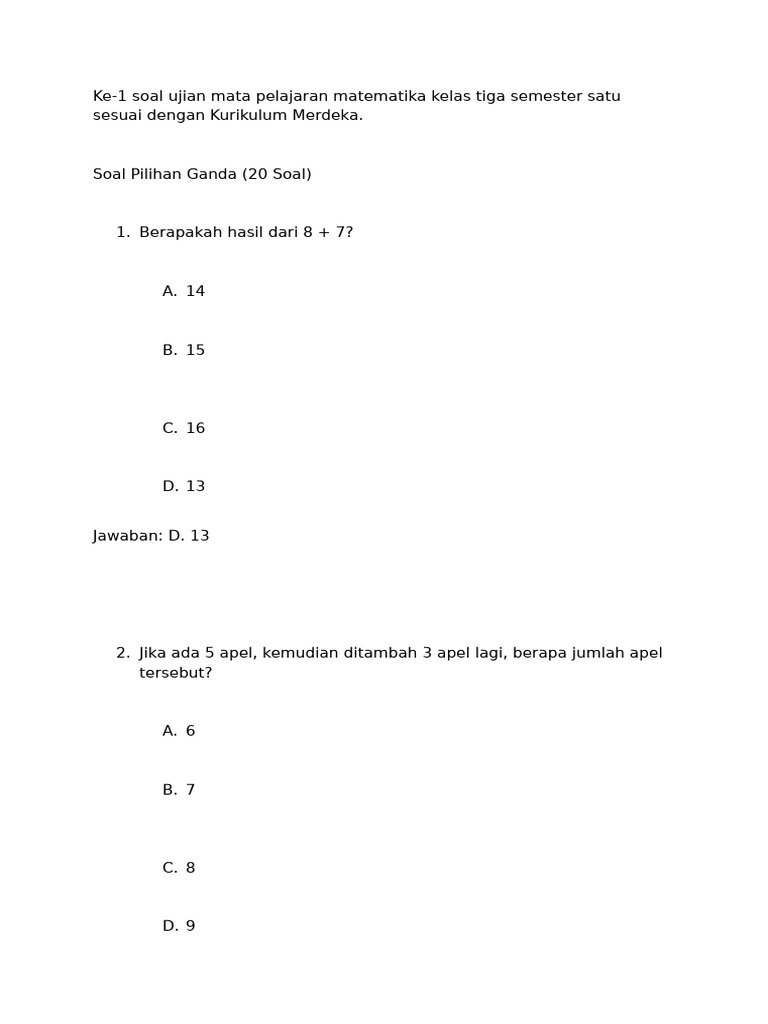 Soal Matematika 5 | PDF