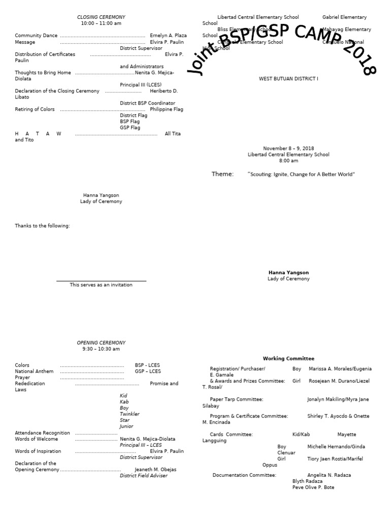 BSP GSP Closing Ceremony | PDF