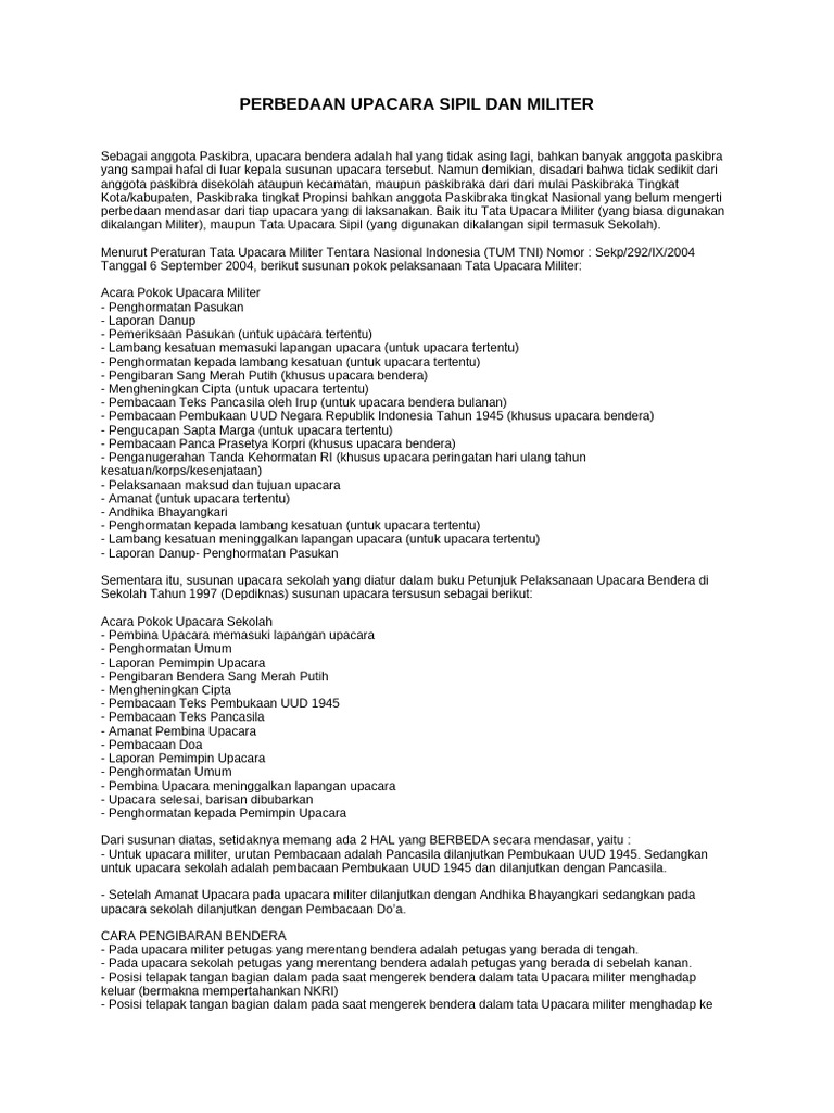 Perbedaan Upacara Sipil Dan Militer | PDF