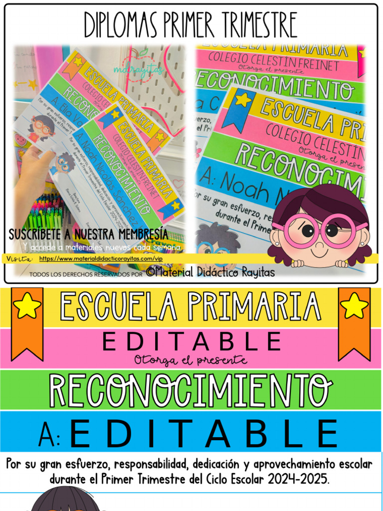 152. Diplomas Primer Trimestre EDITABLE | PDF