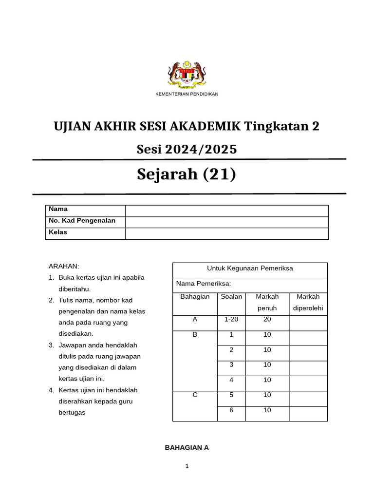 SEJARAH Ting 2 | PDF