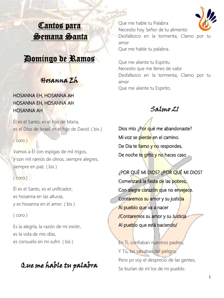 Propuesta Cantos Semana Santa | PDF | eucaristía | Cristo (título)