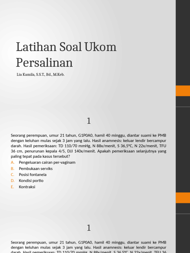 Contoh Soal Bimbel Persalinan | PDF