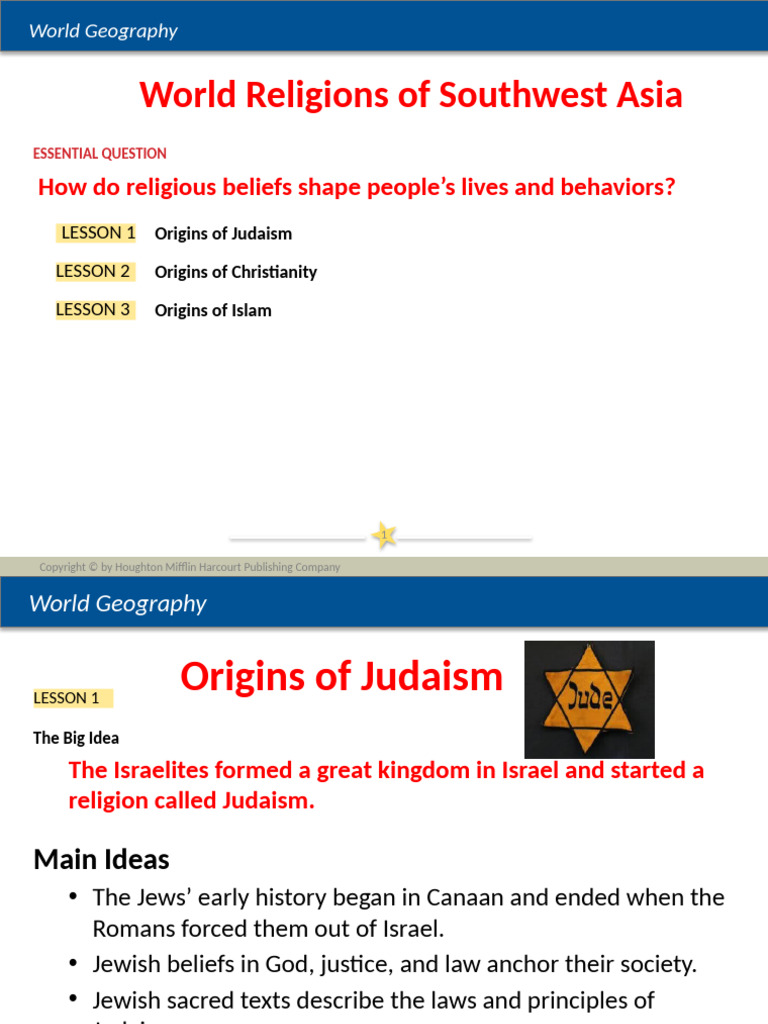 Module 7 Religions of Southwest Asia | PDF | Jesus | Jewish Holidays