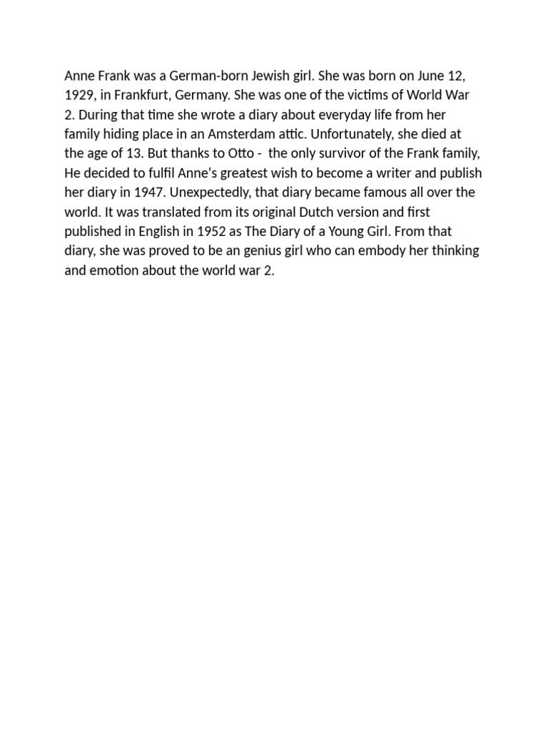 Anne Frank Was A German | PDF