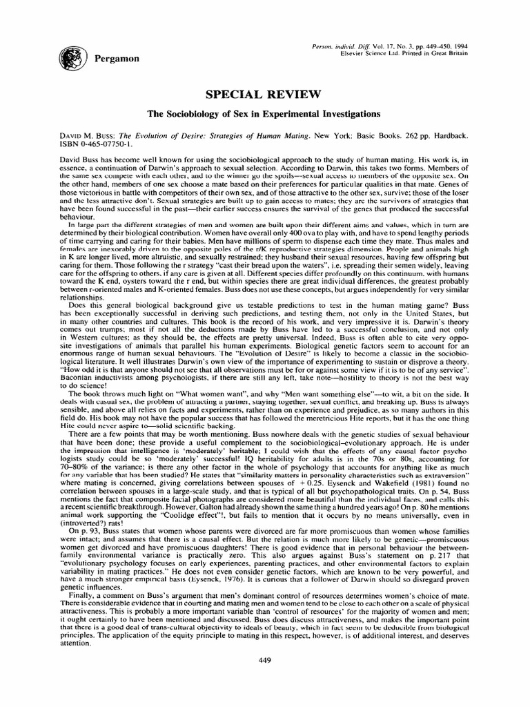 David Buss - The Evolution of Desire - Strategies of Human Mating ...