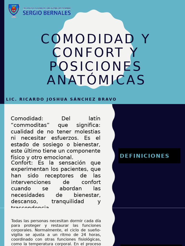 Comodidad y Confort y Posiciones Anatómicas | PDF | Dormir | Términos ...