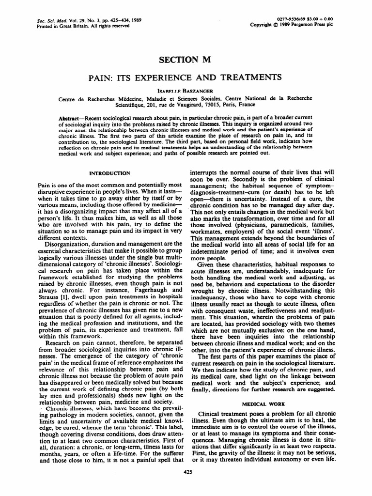 Bas Zanger 1989 | PDF | Pain | Chronic Condition
