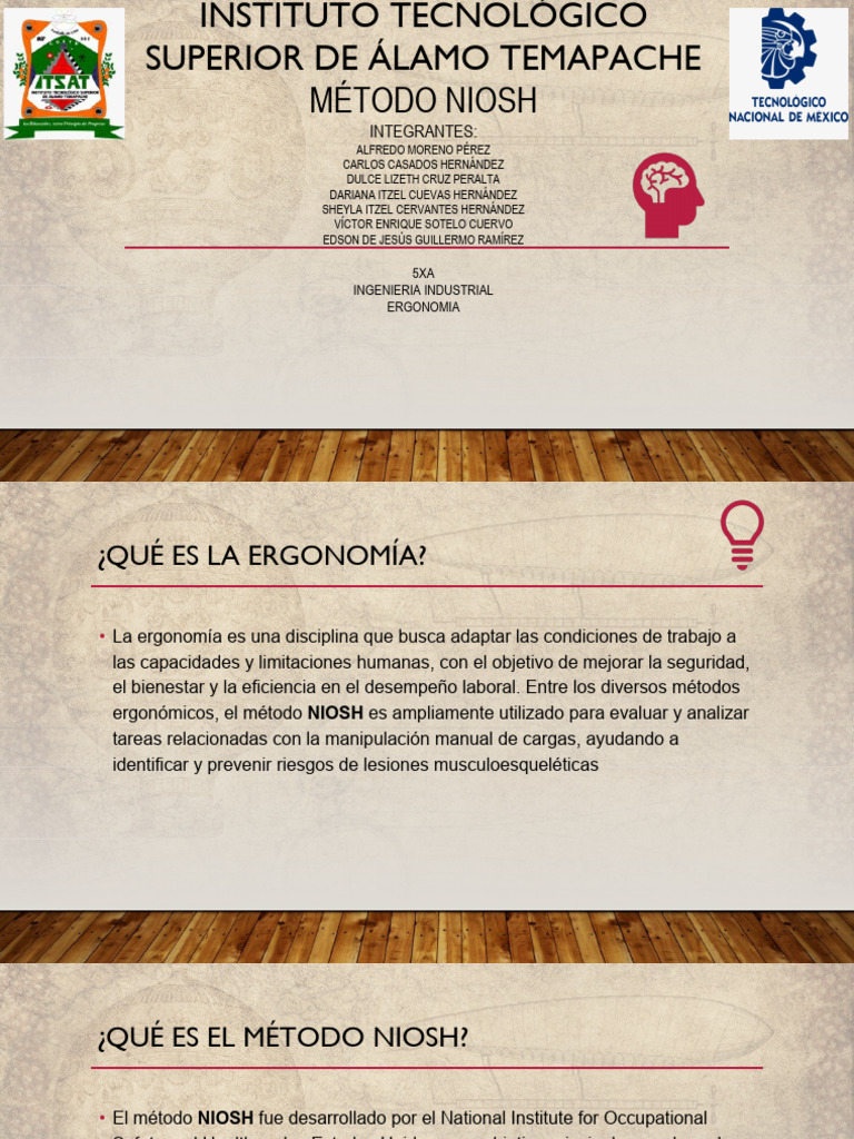 Exposicion NIOSH Ergonomia | PDF | Factores humanos y ergonomía