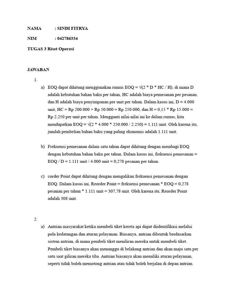 TUGAS 3 RISET OPERASI | PDF