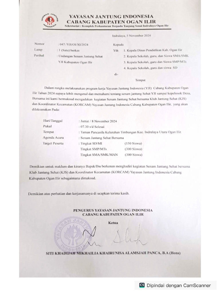 Undangan Senam DINAS PENDIDIKAN Dan Sekolah | PDF