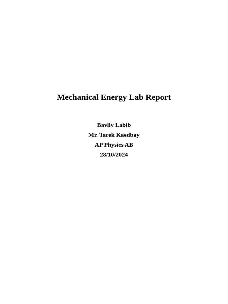Mechanical Energy Lab Report | PDF | Force | Friction