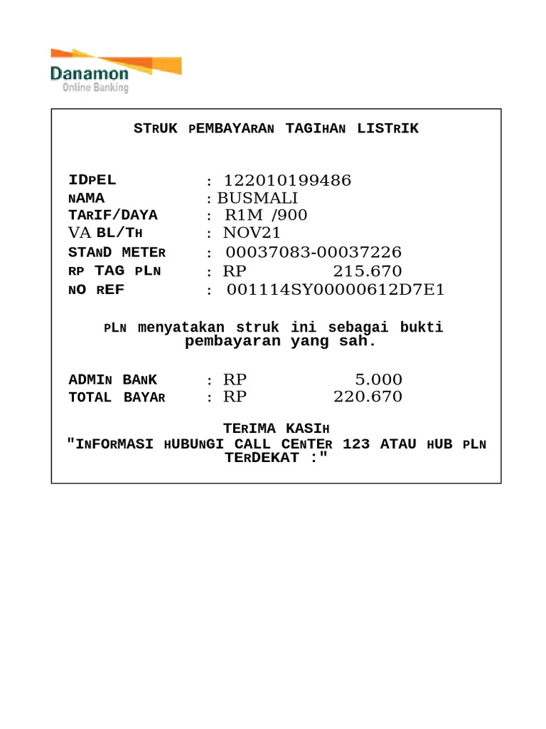Pembayaran Listrik PLN | PDF