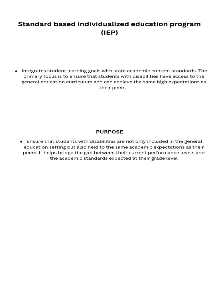 Standard Based Individualized Education Program IEP | PDF ...