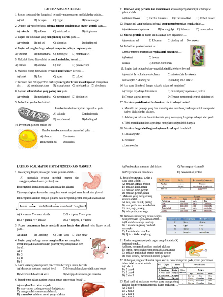 Latihan Soal Materi Sel | PDF