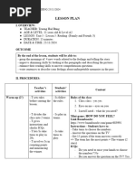 Lesson Plan Family and Friends 3 U5P6 | PDF | Vocabulary | Reading ...