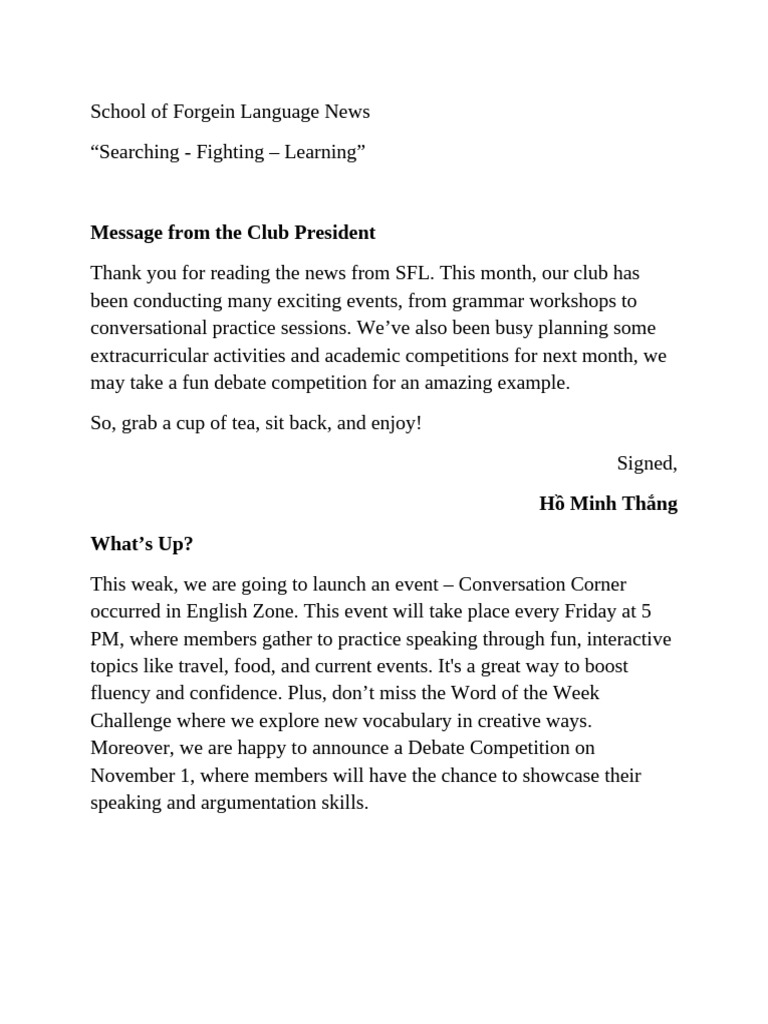 SFL Newsletter | PDF