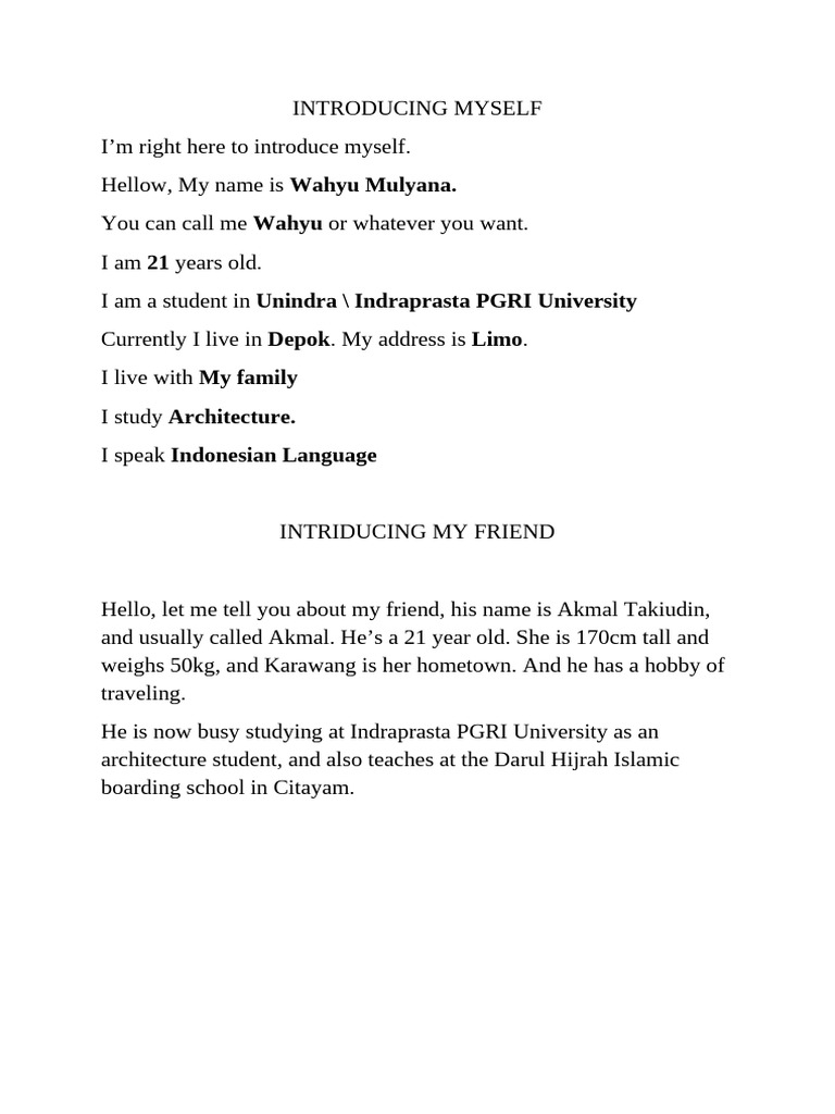 Introducing Myself | PDF