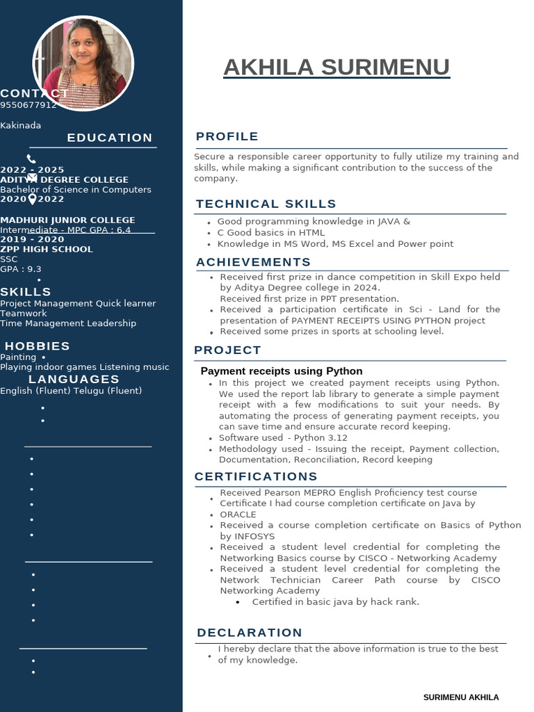 Vaishnavi Resume | PDF | Computing