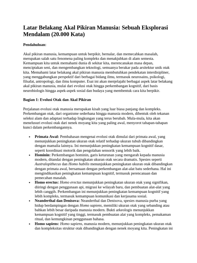Latar Belakang Akal Pikiran Manusia | PDF