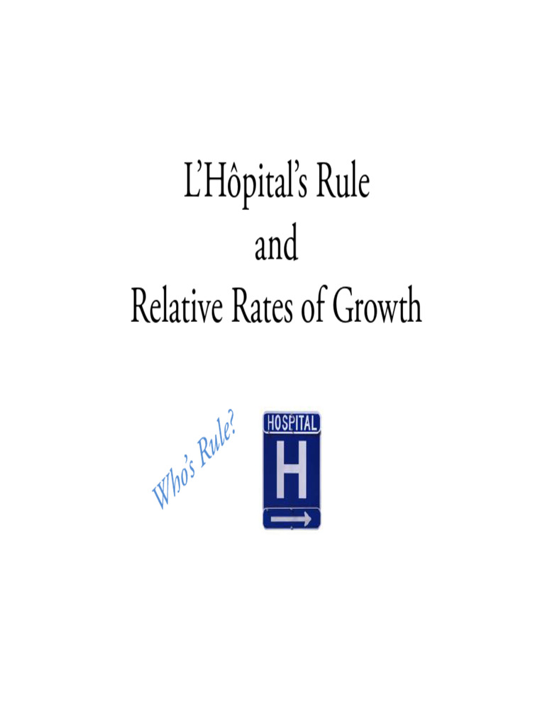 1 LHopitals Rule and Relative Rates of Growth | PDF | Infinity ...